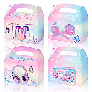 LaVenty 12 PCS Singer Theme Party Party Favor Boxes Singer Theme Birthday Party Supplies Treat Boxes Kids Candy Treat Bag for Birthday Wedding Bridal Shower