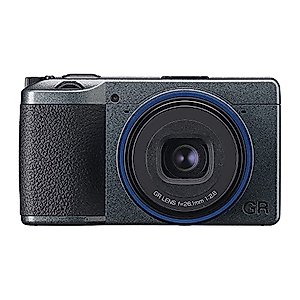 Ricoh GR IIIx Urban Edition, Metallic Gray Body with Navy Blue Ring, Digital Compact Camera with 24MP APS-C Size CMOS Sensor, 40mmF2.8 GR Lens (in The 35mm Format)
