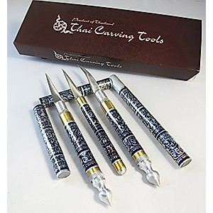 SET 3 THAI FRUIT AND SOAP CARVING KNIFE KNIVES BRASS HANDMADE BLACK COLOR