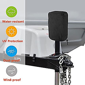 Electric Tongue Jack Cover, Heavy Duty 300D Oxford Fabric Waterproof Tongue Cover for RV/Camper/Travel Trailer/Plug Protector，Universal Electric Power Tongue Jack Cover(10''Lx5''Wx14 H)