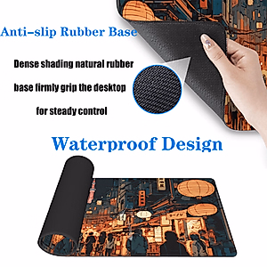 Japanese Street Gaming Mouse Pad Large,Anime Mouse Pad Gaming Mouse Mat Desk Pad,31.5 x 11.8 Desk Mat Anime Mouse Pads for Desk,Extended Keyboard Mousepad with Non-Slip Base and Stitched Edge