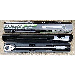 NEW PITTSBURGH PRO 1/2" DRIVE CLICK TYPE TORQUE WRENCH WITH HARD CASE