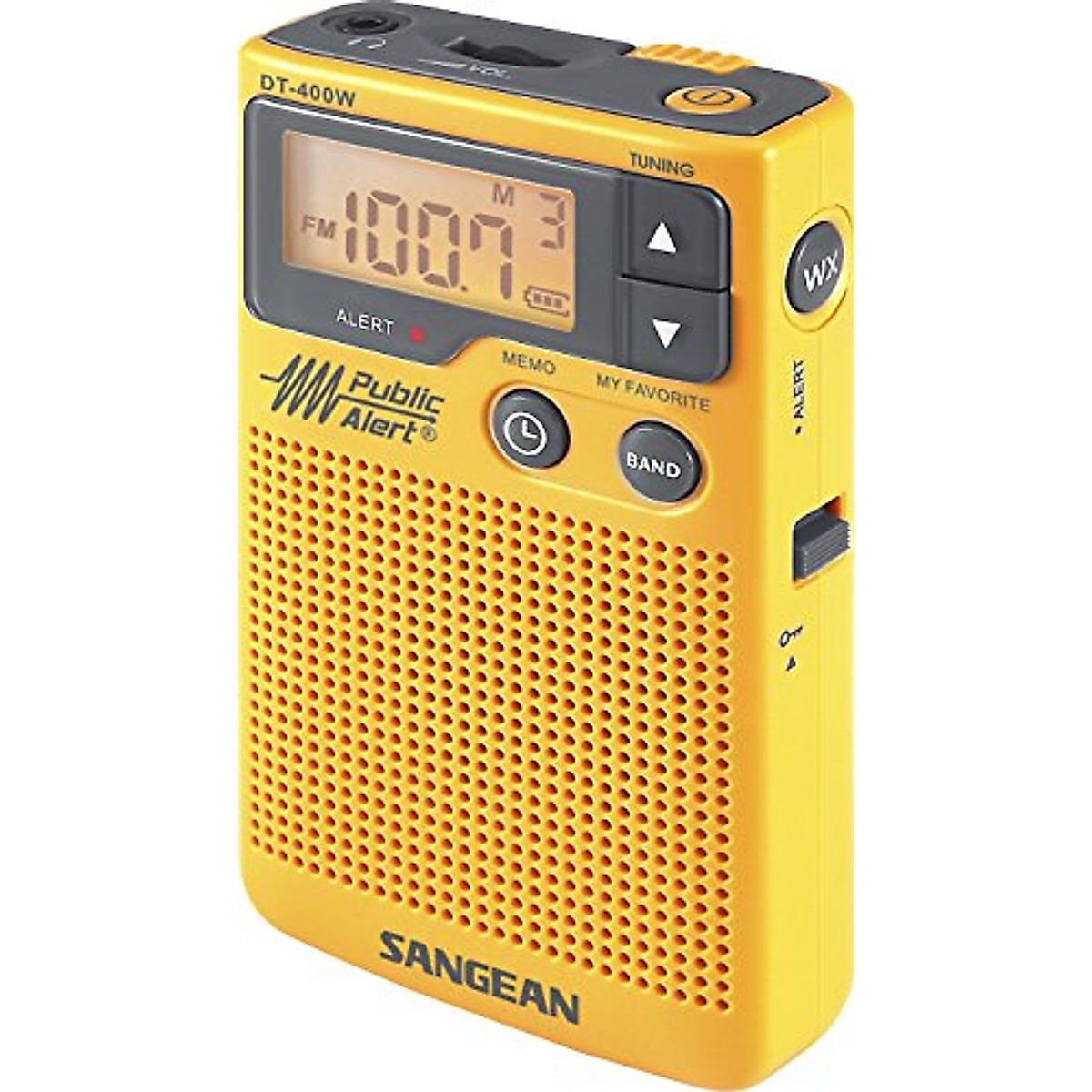 Sangean DT-400W AM/FM Digital Weather Alert Pocket Radio , Yellow