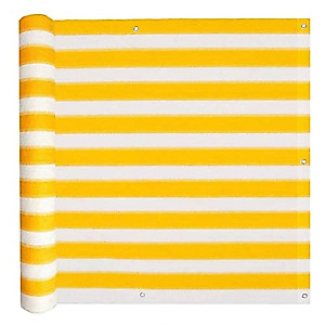 vidaXL Balcony Screen Durable Outdoor Patio Deck Privacy Fence Wind Sun Shield HDPE 29.5" Yellow and White