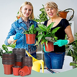 120 Pieces Nursery Pots Variety Pack Plastic Plant Pots 4 5 6 Inch Flower Plant Container Plastic Seed Starting Pot for Seedlings Transplants Indoor Outdoor Garden Yard and Park (Red)