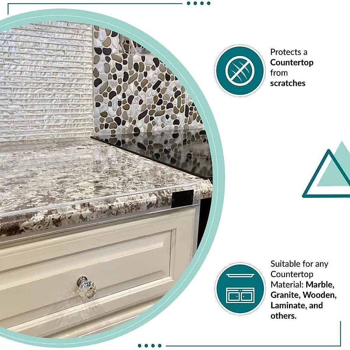 Acrylic Cutting Boards for Kitchen Counter, 2023 New Acrylic Anti-Slip Transparent Cutting Board with Lip for Counter Countertop Protector Home Restaurant, Cutting Boards For Kitchen Counter