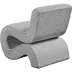 Meridian Furniture 599Grey Desiree Collection Modern | Contemporary Boucle Fabric Upholstered Accent Chair with Rich Grey Boucle Fabric, Curved Design, 22.5" W x 29" D x 28.5" H, Grey