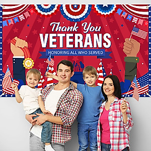 Lecheme Veterans Day Backdrop 6x4ft Thank You Veterans Day Banner Honoring All Who Served Patriotic Backdrop Veterans Day Decorations Photo Background