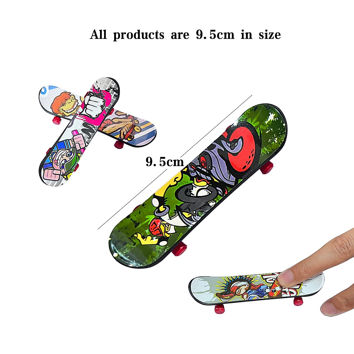 RONGYI Finger Skateboard Set, 20 Pieces Finger Skateboard Professional Mini Fingerboards Skatepark Game Keychain Decoration for Skateboard Lovers Gifts for Children, One Sided Pattern