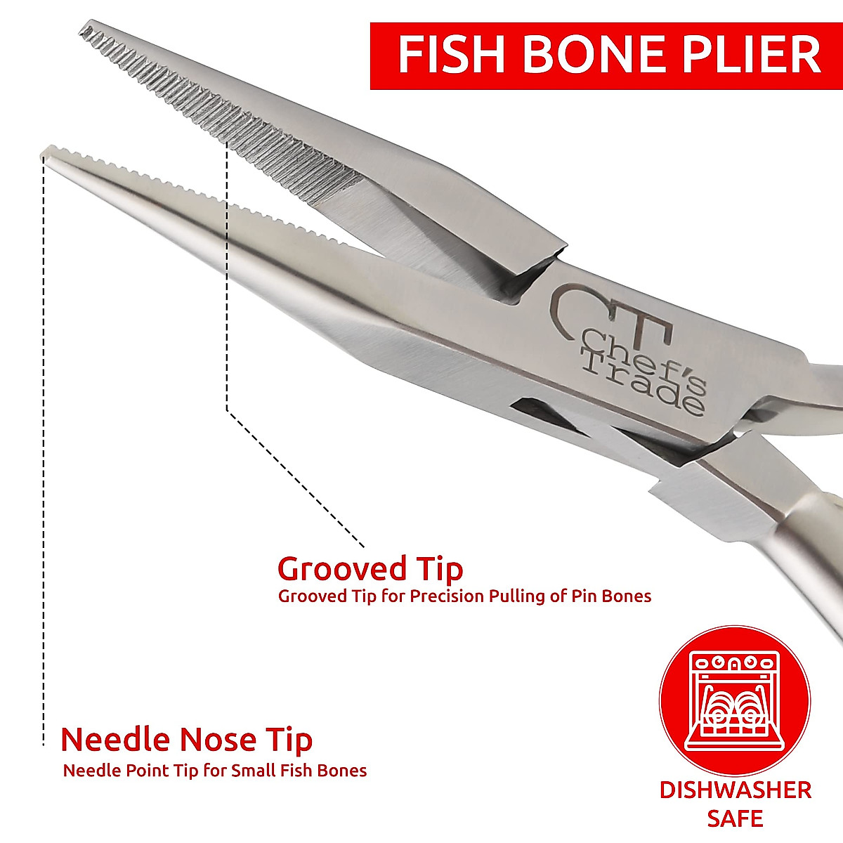 Fish Bone Pliers/Tweezers Stainless Steel Washable (Silver)