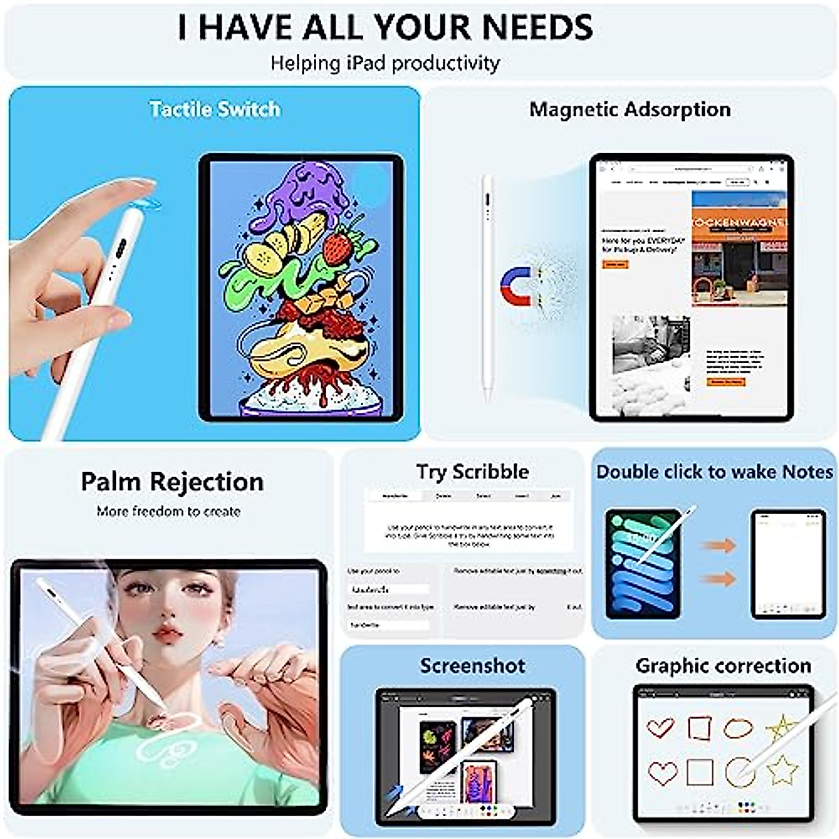 iPencil 2nd Generation, KIROSA Stylus Pen for iPad with Tilt Sensing & Palm Rejection, Pencil for iPad 9th/10th~6, iPad Mini 5/6, iPad Air 3~5, iPad Pro 11"/12.9" Pink