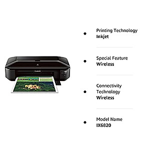 Canon Ix6820 Wireless Inkjet Printer, 150Sht Cap, 23-Inch X12-Inch X6-Inch , Black
