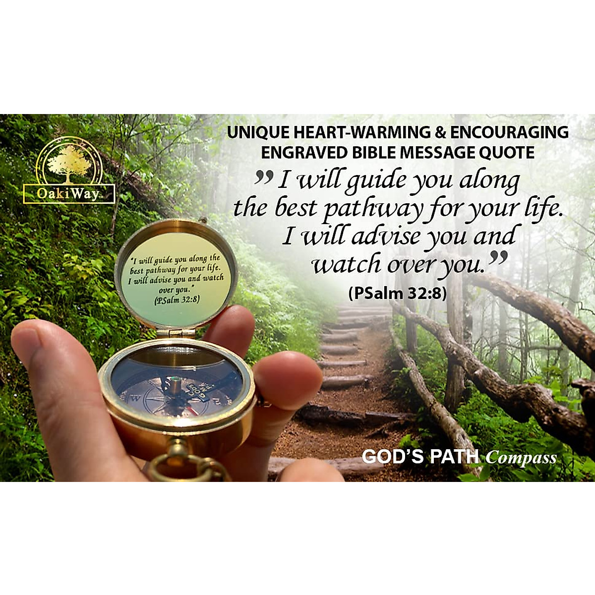 God's Path Compass - Religious Gifts for Men, Baptism Gift for Teenage Boys, Christian, Catholic, Communion, Confirmation, Graduation, Sentimental & Inspirational Present - Greeting Card Included
