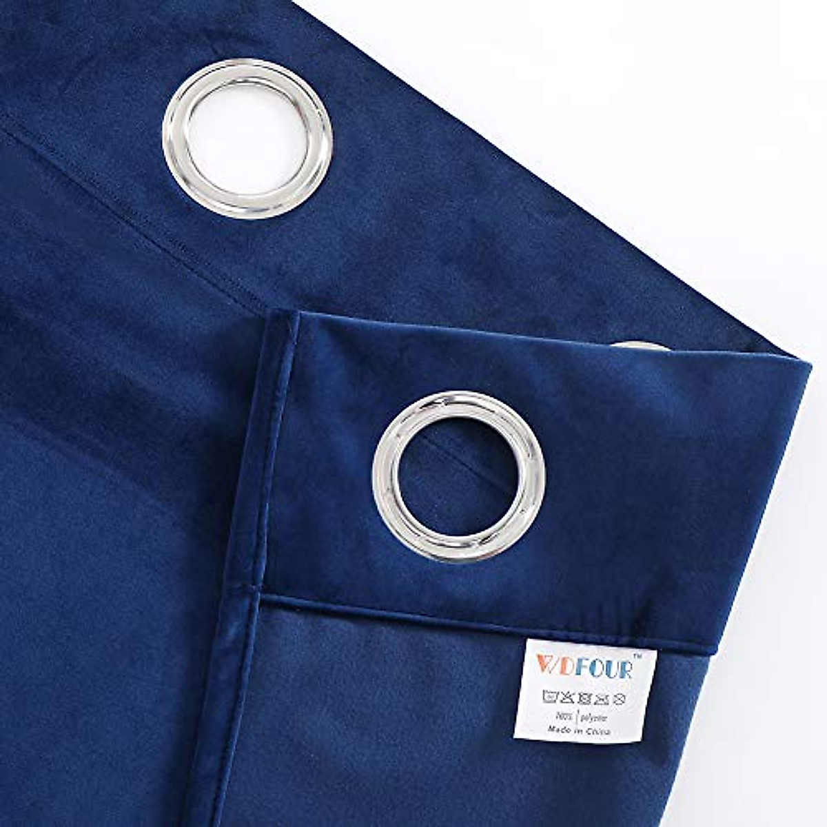 WdFour Super Soft Luxury Velvet Curtains with 2 Free Pillow Covers, Energy Efficient Grommet Curtain Window Drapes for Living Room, 38W x 96L, 2 Panels, Navy Blue