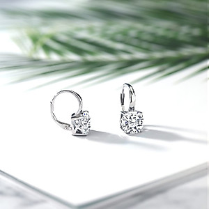 Gem Stone King 4.80 Cttw White Moissanite Dangle Earrings For Women In 925 Sterling Silver | Cushion 8MM