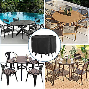 Rilime Patio Furniture Set Cover Round, Waterproof Round Patio Table Cover Outdoor Furniture Covers for Patio Furniture(73" D x 43" H)