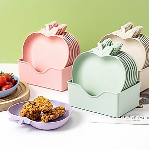 Wumuzai 5 Pack Small Appetizer Plates, 6 Inch Wheat Straw Dessert Salad Plates, Pinch Bowls for Cooking Prep, Plastic Dipping Soy Sauce Dish, Dip Bowls for Party Condiments Side Dish Serving (Beige)