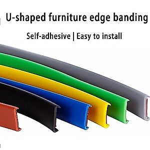 LOVEDELU U-Shape Edge Banding,5m Soft Self Adhesive Veneer Edge Banding, Collapsible Edge Protector,Counter Edging for Cabinet Repair,Furniture Protection,28mm