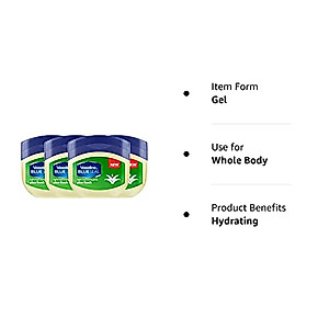 Vaseline BlueSeal Petroleum Light Hydrating Jelly 3.4oz (100ml) with Aloe Fresh (Pack of 4)