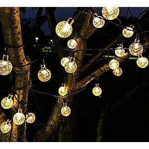 Garden Solar Lights, 30 LED 50ft 8 Modes Waterproof String Lights Outdoor Fairy Lights Globe Crystal Balls Decorative Lighting for Garden Yard Home Party Wedding Christmas Decoration (Warm White)
