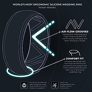 ThunderFit Men's Silicone Wedding Rings, Step Edge Breathable Rubber Engagement Bands 8.7mm Wide 2.5mm Thick - 1/4/7 Variety Multipack (Pack N - Size 14.5-15 (23.06mm))