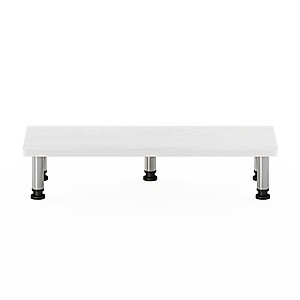 Furinno Turn-N-Tube Monitor Riser Stand, White Oak, Stainless Steel Tubes