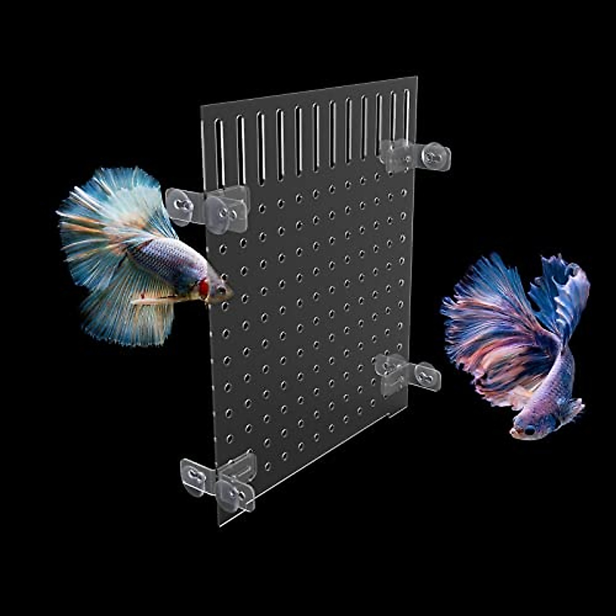 HingoFuni Fish Tank Divider Aquarium Acrylic Isolation Grid Board Divider with Suction Cups Accessories Transparent Plate Baffle Blocking Fish Partition Net Freshwater Ornament 25x30cm