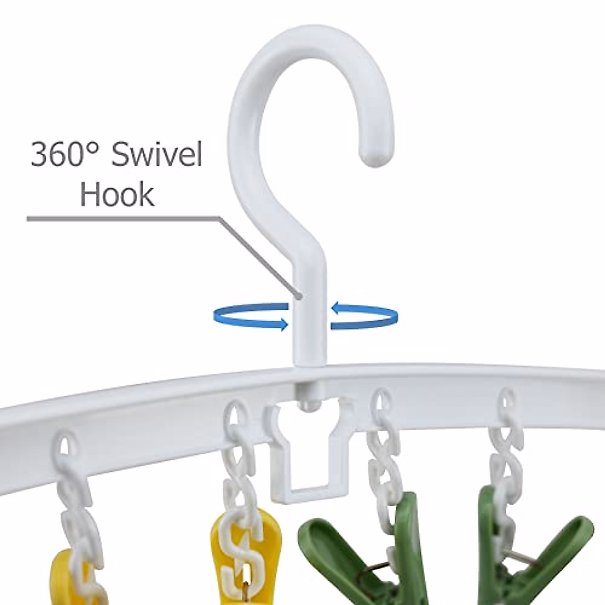 EIKS 2 Pack Hanger Drying Rack with 8 Clips for Drying Socks, Bras, Towel, Underwear, Scarf, Hat, Apply for Home Outdoor Travel Portable