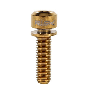 VGEBY Titanium Alloy Hex Tapered Bike Bolt, 6Pcs Stainless Steel Bike Parts Bike Stem Bolt with Washer Screw Bike Stem Bolts Titanium Bolts BMX Accessories (Golden)