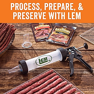 LEM Products Jerky Gun with Nozzles, Backwoods Seasonings, Plastic