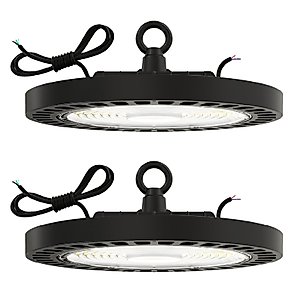 Sunco UFO LED High Bay Light, Lighting for Warehouse, 6000K Daylight Deluxe, 150W, 21000 LM, 100-277V, Dimmable 0-10V, IP65 Waterproof, Super Bright, UL 2 Pack
