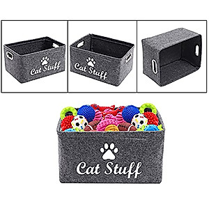 Geyecete Cat Apparel & Accessories/Cat Toys/Pet Supplies Storage Basket/Bin with Handles, Collapsible & Convenient Storage Solution for Office, Bedroom, Closet, Toys, Laundry(Grey)