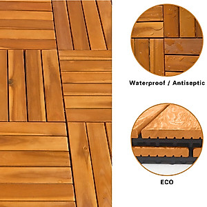 Pack of 9 Pieces, Premium Wood(Not Softwood Fir/Pine) Interlocking Deck Tile, Patio Pavers Floor, Flooring Tiles, Decor, D.I.Y Tile, Decking, Wholesales, 8.72 Square Feet, Brown (Sale Off in 3 Days)