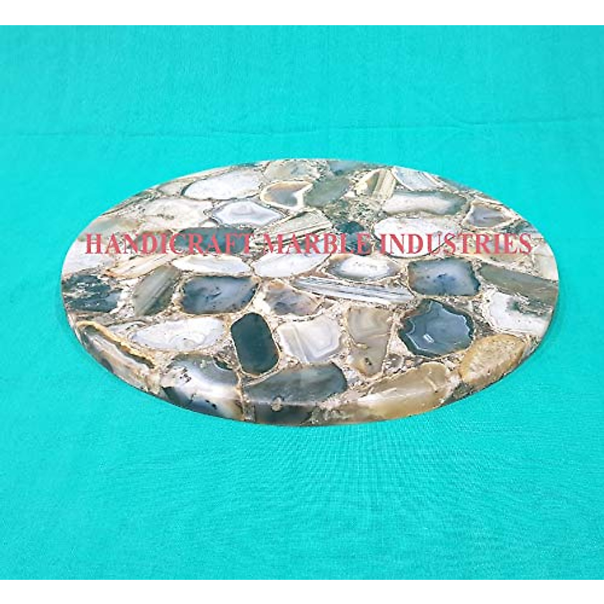 24" Inch Round Brown Grey Agate Coffee Table with Hair Pin Style Metal Base, Agate Table, Stone Coffee Table, Agate Table Top, Agate Round Coffee Table, Agate Side Table Home Decor