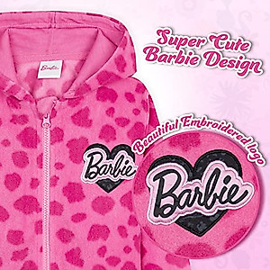 Barbie Girls Jacket Pink Hooded Fleece Girls' Jackets (Pink, 7-8 Years)