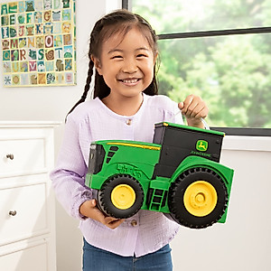 John Deere Value Set and Carrying Case - Portable Tractor-Shaped Carrying Case with 10 Compartments - Farm Toys - 18 Count - 3 Years and Up,Black/ Green/ Yellow