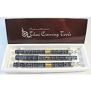 SET 3 THAI FRUIT AND SOAP CARVING KNIFE KNIVES BRASS HANDMADE BLACK COLOR