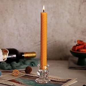 olorvela Beeswax Candles Handmade Taper Candles 6Pack 8" Hand-Rolled Candlesticks Made of 100% Pure Beeswax, Natural Scent Beeswax Tapers(Raw)