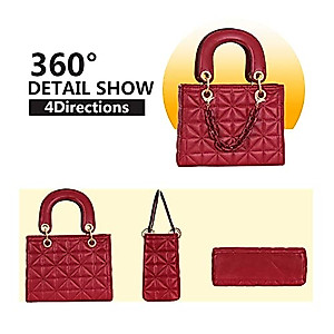 AyTotoro Purses and Handbags for Women Fashion Ladies PU Leather Top Handle Satchel Shoulder Tote Quilted Crossbody Bags (small Burgundy)