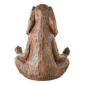 Wind & Weather Indoor/Outdoor Long-Eared Rabbit Garden Statue in Cross-Legged Meditating Yoga Pose Cast in Resin Designed to Look Like Hand-Carved Wood, 11½"L x 7" W x 14¼"H