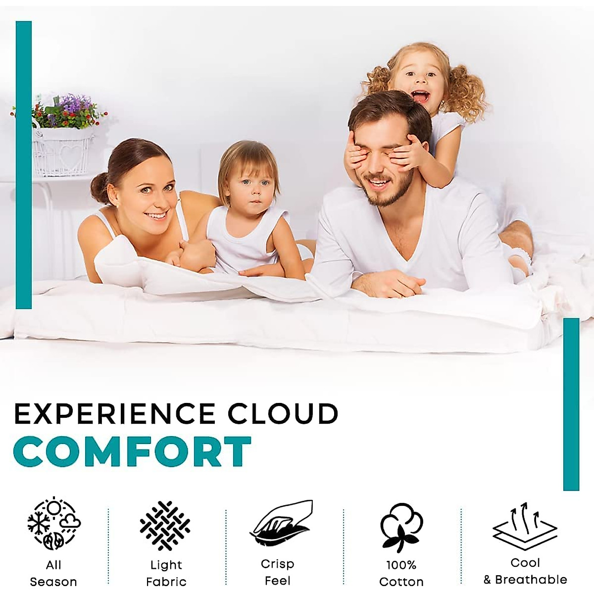 Feather & Stitch Softest 100% Cotton Sheets, 300 Thread Count Percale Weave Bedding, 16" Deep Pocket, Cooling Sheets, Breathable Bed Set, Hotel Premium Quality (King, Aqua Paisley)