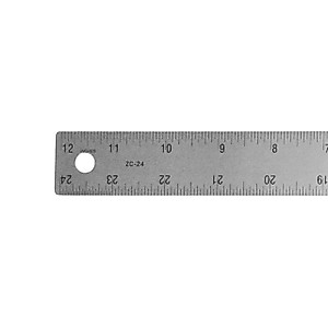 Westcott ZC-24 Zero Center Stainless Steel Metal Ruler with Non-Slip Cork Base, 24 In