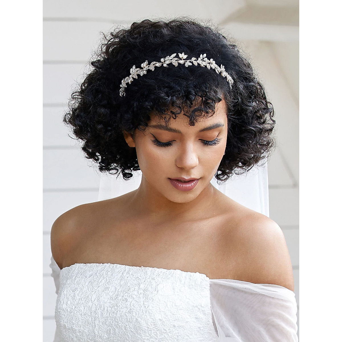 SWEETV Bridal Headpiece for Wedding Silver Crystal Bridal Hair Accessories for Wedding Headband for Women Hair Pieces