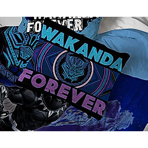 Marvel Black Panther Legend 5 Piece Twin Size Bed Set - Includes Comforter & Sheet Set - Super Soft Kids Bedding Fade Resistant Microfiber (Official Product)