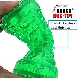 ADUCK Dog Chew Toys Squeaky Tooth Cleaning Bone (Dumbbell Series) Bite Resistant Squeeze Squeaker Puppy Dog Toys for Aggressive Chewers Training and Playing -4.92 inches (Crystal Green)
