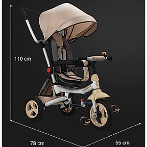 SZNWJ Ygqtbc Children's Tricycle,Children's Tricycle Bicycle Baby Stroller 1-5 Years Old Baby Stroller Child 3 Wheel Bicycle,Protective Awning(Color : Gold)