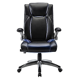 COLAMY Ergonomic Home Office Chair-Adjustable Lumbar Support for Extra Comfort, High Back Design with Padded Flip-up Arms for Adult Working, Study, Gaming (Black), 1 PC