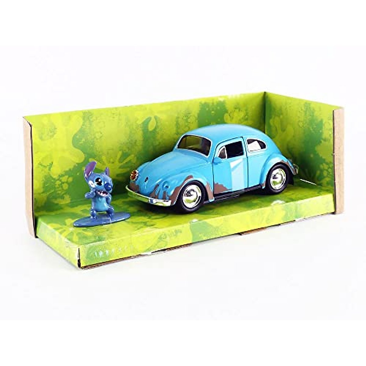 Jada Toys Disney Lilo and Stitch 1:32 Volkswagen Beetle Die-cast Car w/ 1.65" Stitch Figure, Toys for Kids and Adults