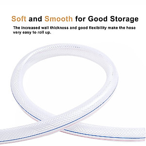 Ququyi PVC 3/4" ID x 1" OD Braided Clear Flexible PVC Tubing Soft for Four Seasons Vinky Tube, Reinforced Vinyl Hose for Water Discharge& Oil Transfer, 6.56ft