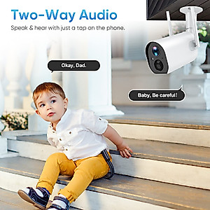 Wireless Outdoor Security Camera, Rechargeable Battery Powered Home Security Camera, 1080P WiFi IP Camera with PIR Motion Detection,Night Vision,2-Way Audio and Waterproof,Cloud/SD Storage,White